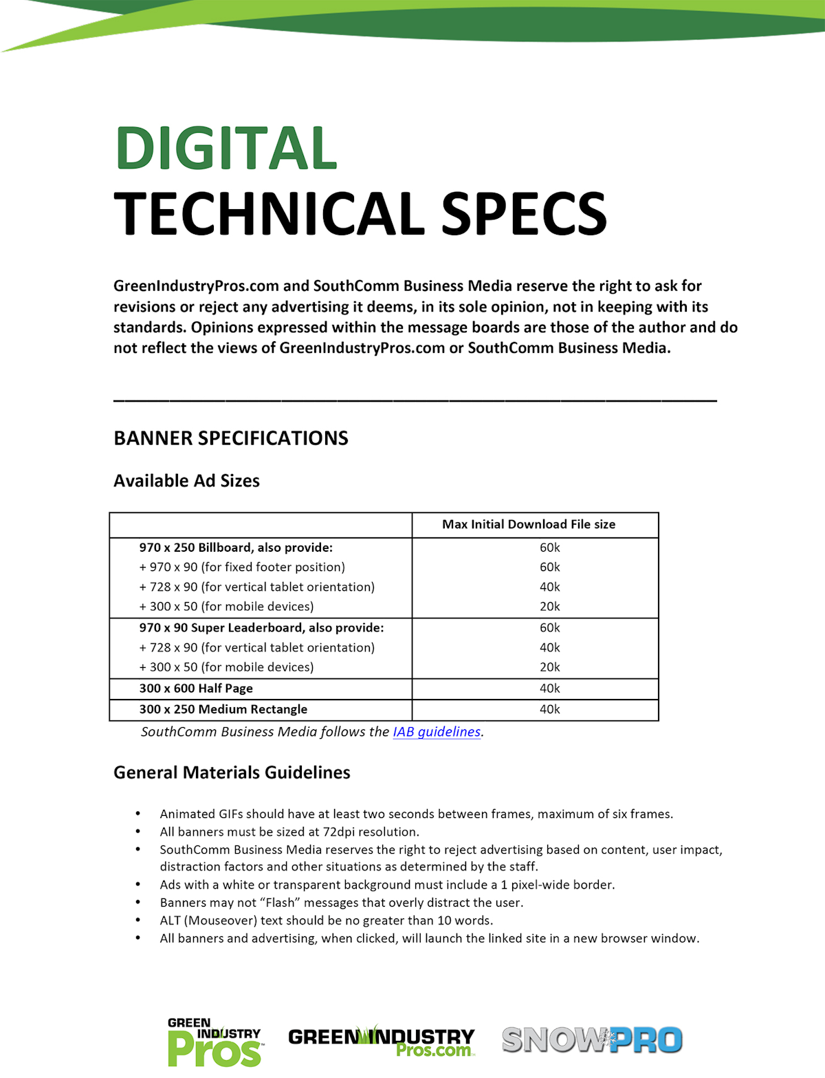 Digital Ad Specifications | Green Industry Pros